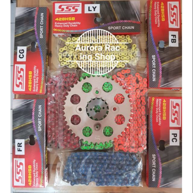 Gear Set SSS Supra X 125 Fi Helmet In & Chain SSS 428 HSB Color Series ...