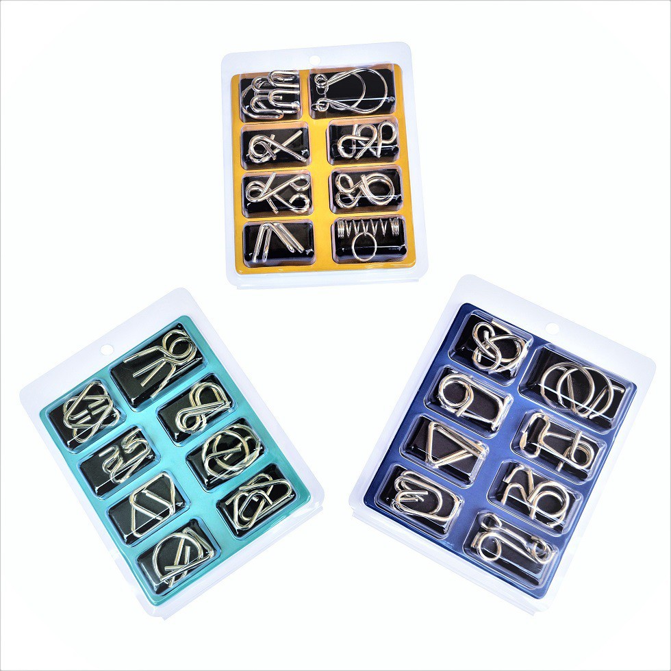 Metal Wire Puzzle 8pcs Set Key Puzzle Brain Teasers Games IQ Toys for ...