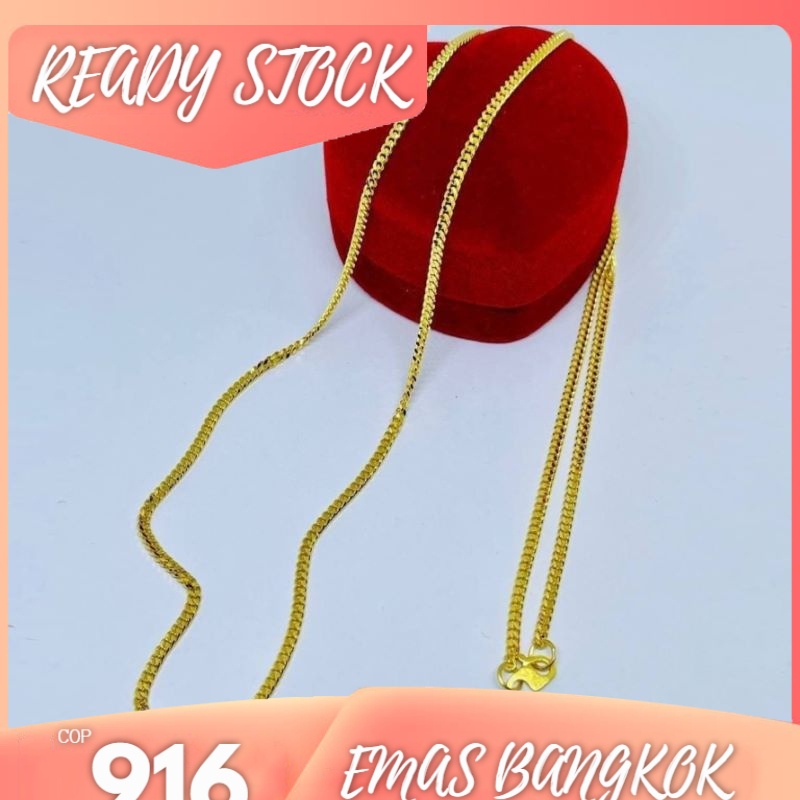 RANTAI LEHER EMAS BANGKOK COP 916/necklace women 916 stamping | Shopee Malaysia
