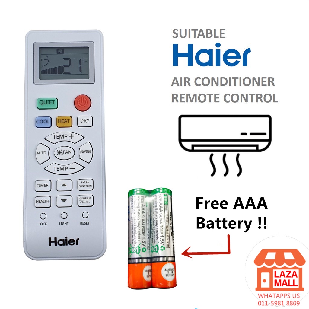 HAIER 】AIRCOND REMOTE CONTROL FREE BATTERY AIR CONDITIONER REPLACEMENT ...
