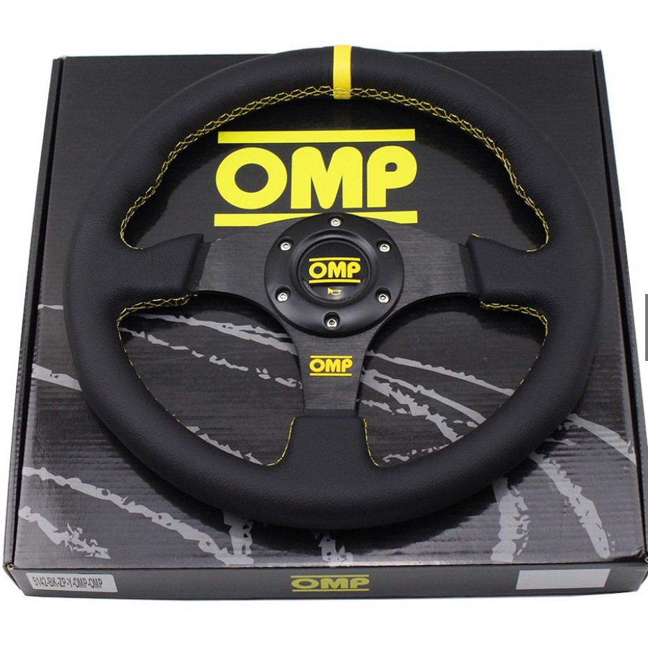 350mm Real Leather 14' Universal Flat Car Racing Sport OMP Steering ...