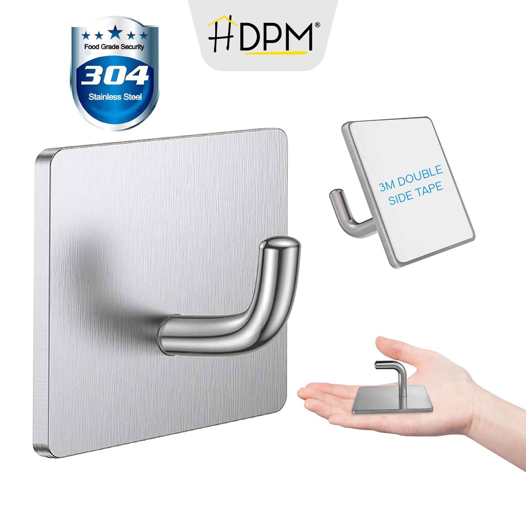 【M'sia Stock】 Thick Self Adhesive Stainless Steel Hook Kitchen Bathroom ...