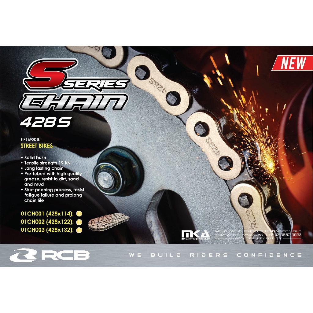 RACING BOY RCB GOLD CHAIN 428 -114L /122L /132L 415 -122L RCB GOLD ...