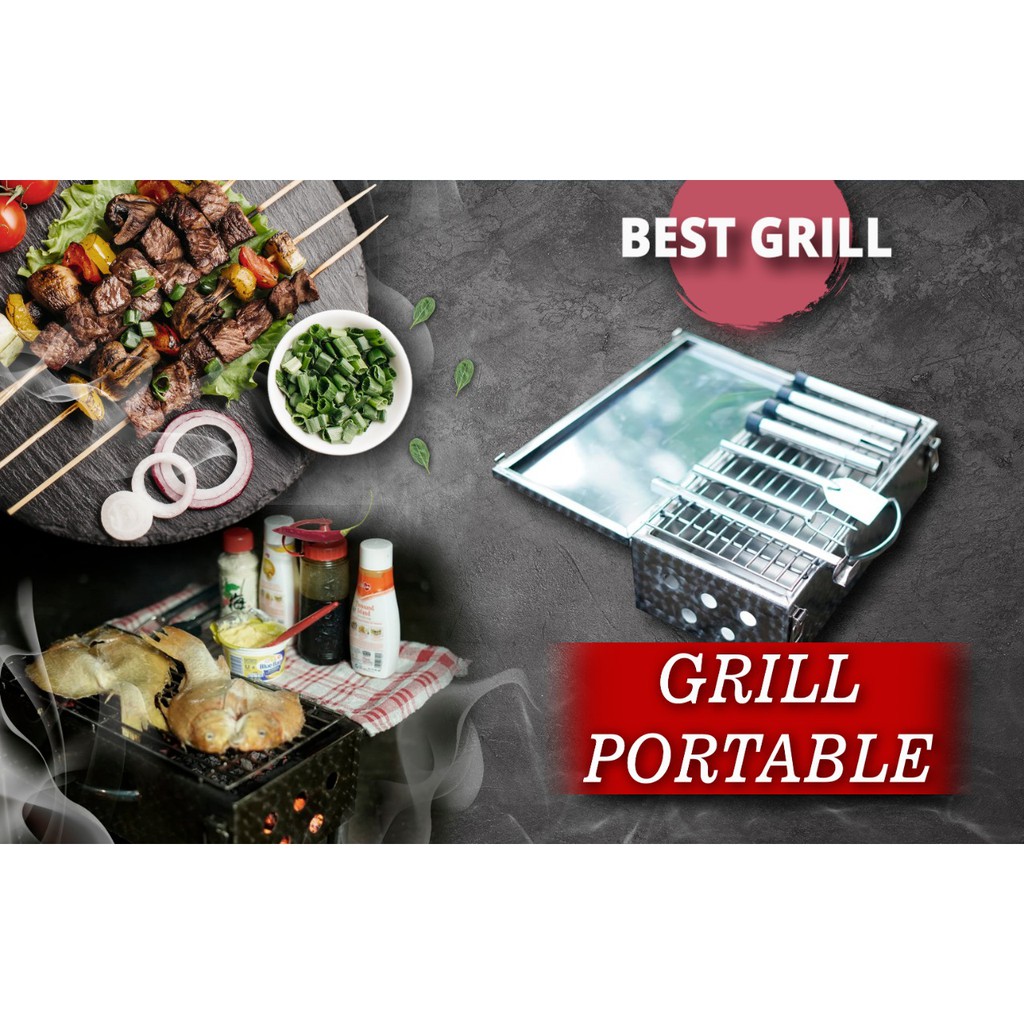 Portable Stainless Grill Box / Meat Grill - Fish - BBQ | Shopee Malaysia