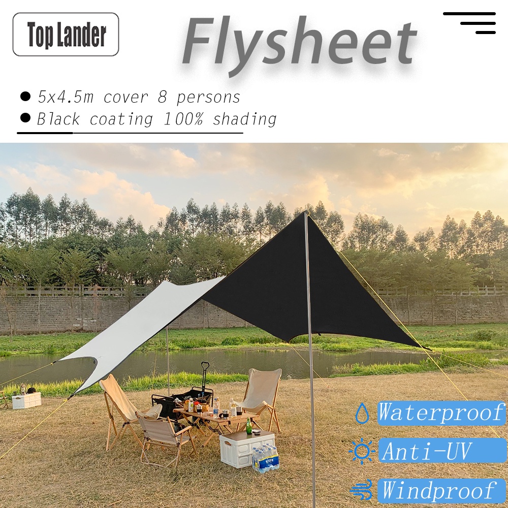 5x4.5 Black Coating Flysheet Outdoor Camping Hexagon Vinyl Coated Fly ...