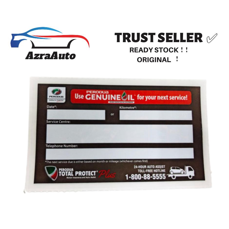 Perodua Windscreen Mileage Sticker For Engine Oil Auto Transmission ...