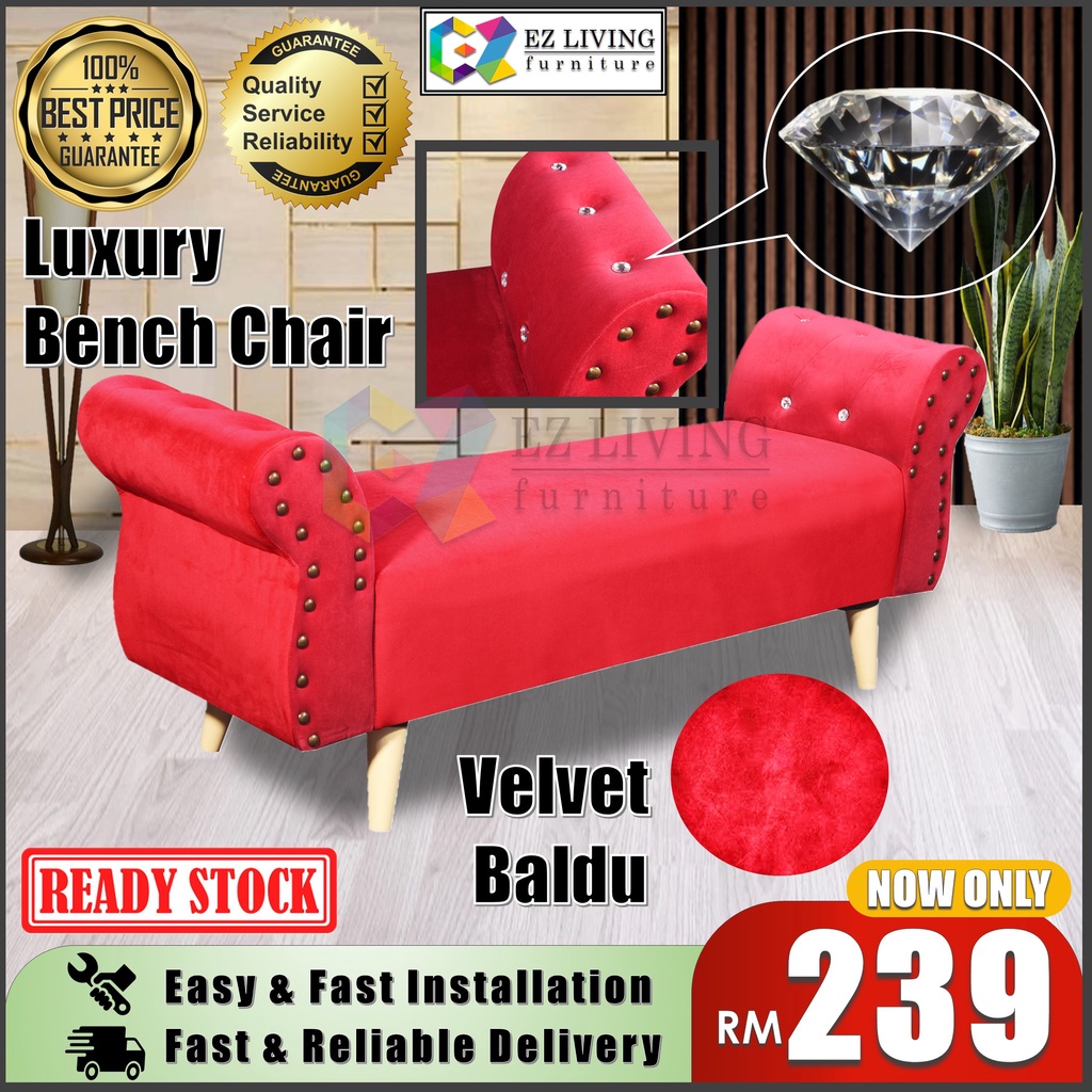 (READY STOCK) EZ Living: Chesterfield Luxury Bench Chair / Bench Stool ...