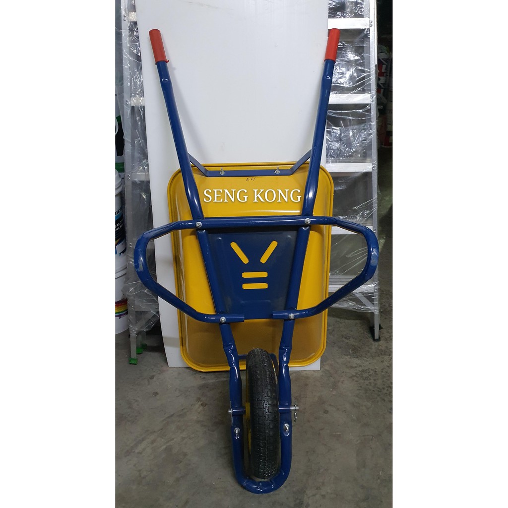 HIGH QUALITY SUPER HEAVY DUTY STEEL WHEELBARROW (YELLOW/BLUE) with ...
