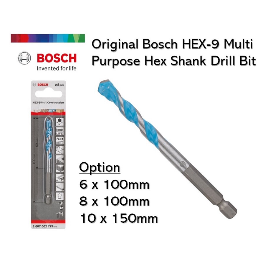 Bosch HEX-9 Multi Construction Hex Shank Multi Purpose Drill Bit ( 6 / ... Bosch HEX-9 Multi Construction Hex Shank Multi Purpose Drill Bit ( 6 / ...