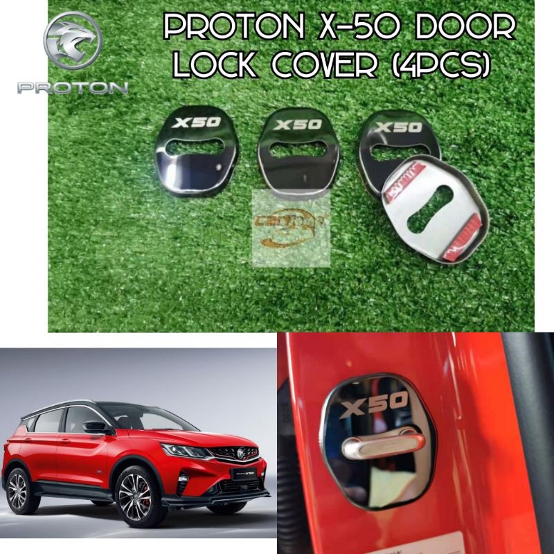 Proton X50 door lock cover (4pcs) black titanium X-50 accessories ...
