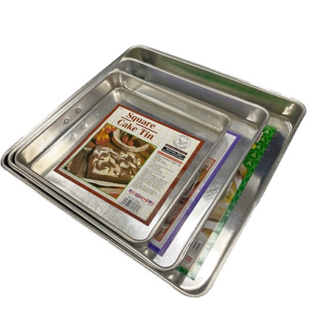Eagle Aluminium Double Handle Shallow Square Cake Tins (4022/4026/4031 ...