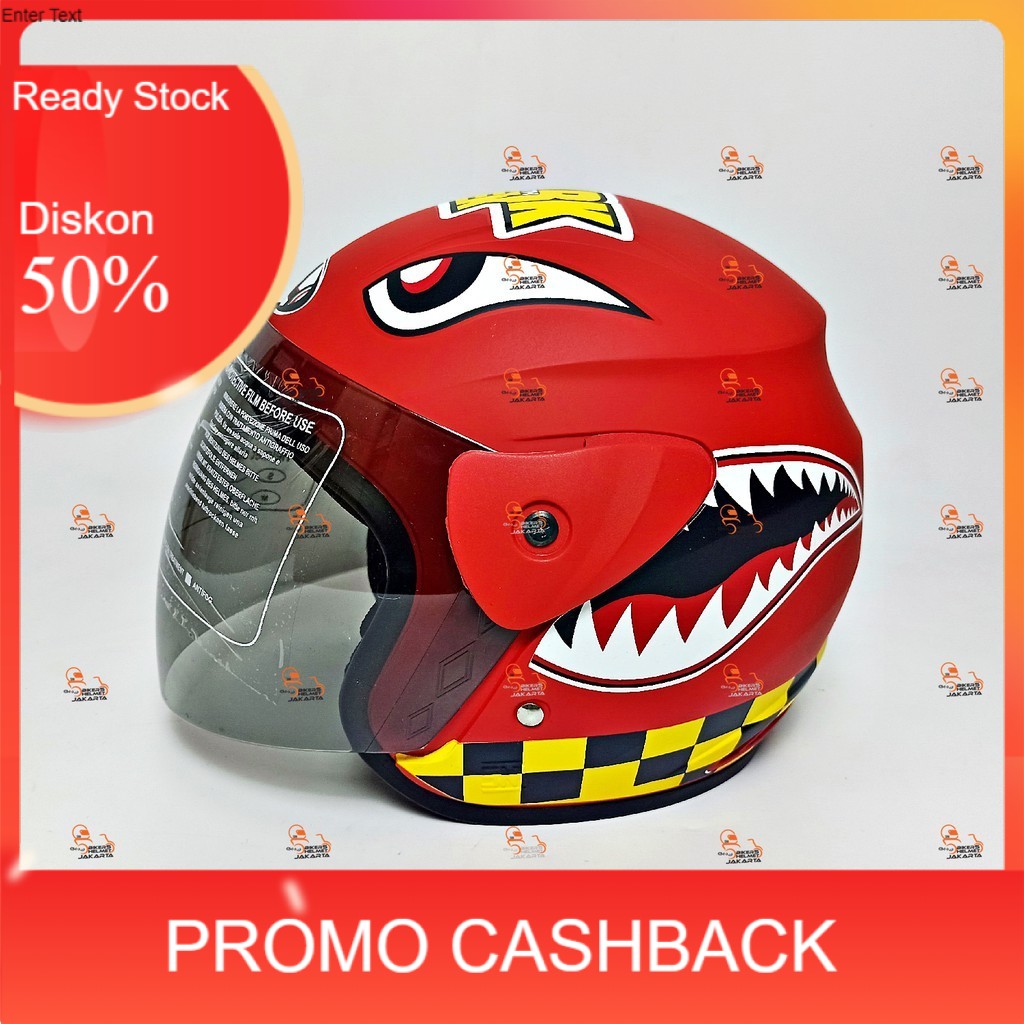 EVOLUTION HELM HELEM SHARK RED DOFF MODEL GM EVO HALF FACE IFING SNI ...