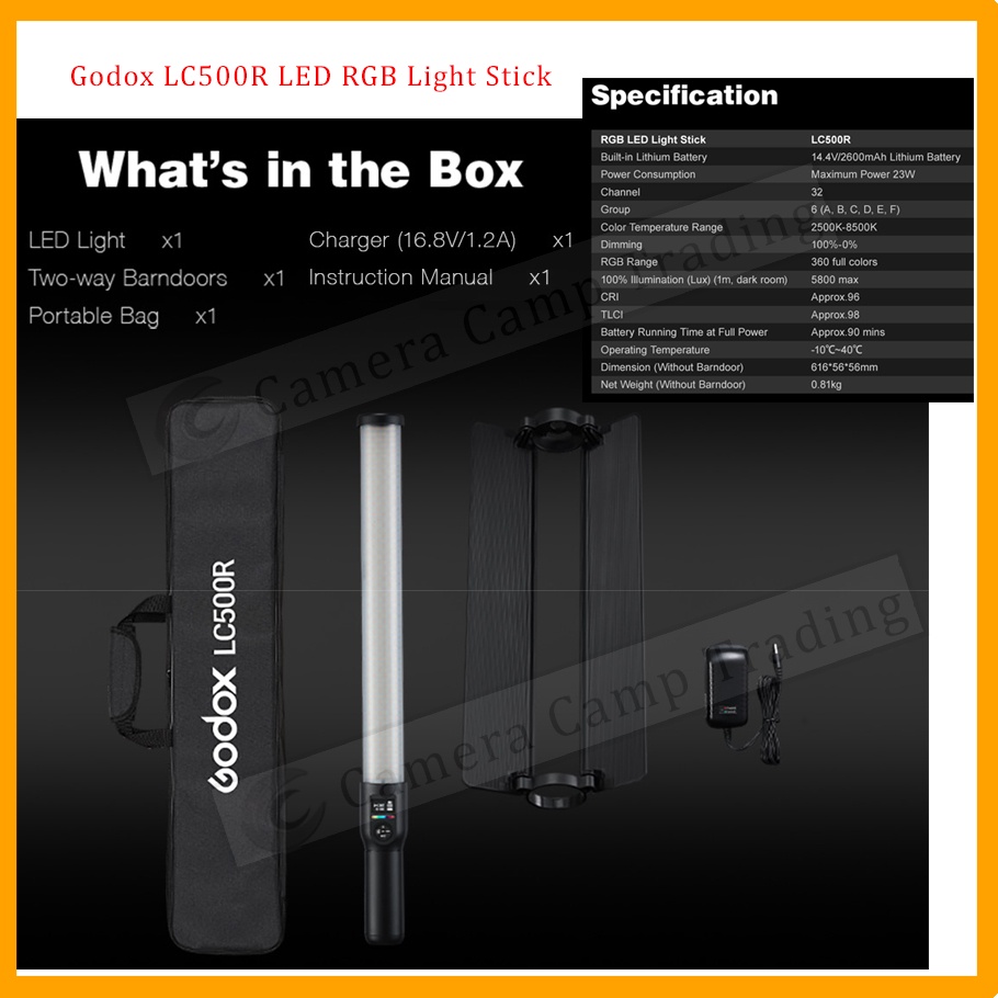 Godox LC500R RGB LED Light Stick & Nicefoto TC-C2 RGB LED Stick **NOT included remote control ...