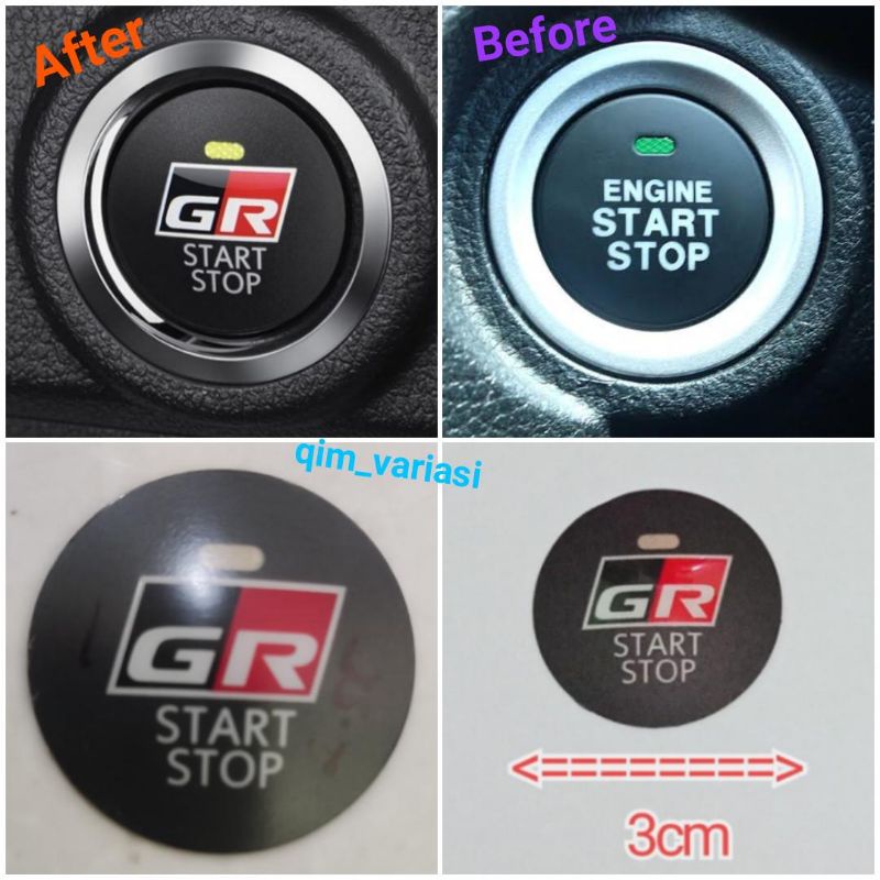 TOMBOL GR Sport Sticker Emblem Push Start Stop Engine Button TOYOTA ...