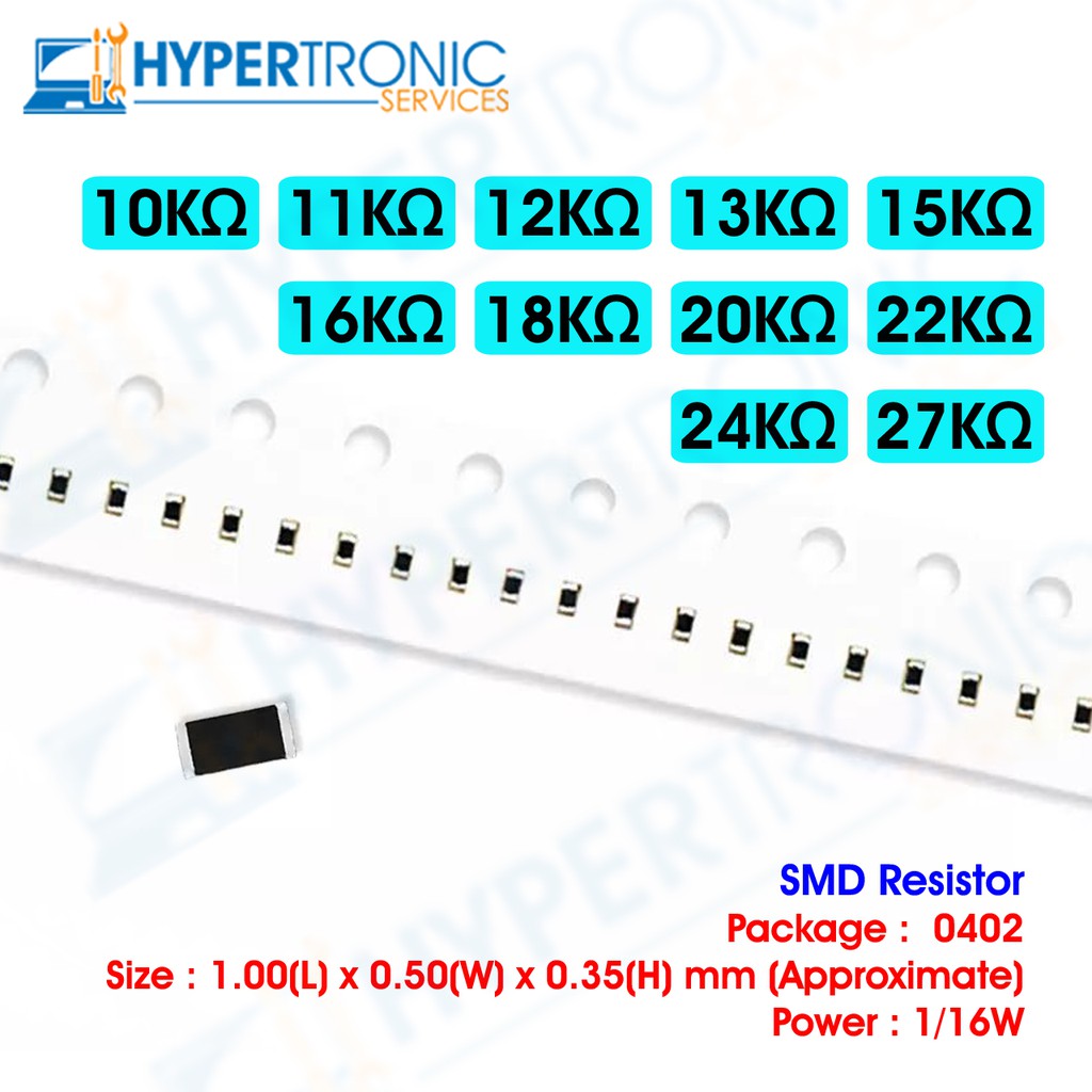 10 pcs SMD Resistor, Size 0402 , 10k 11k 12k 13k 15k 16k 18k 20k 22k ...