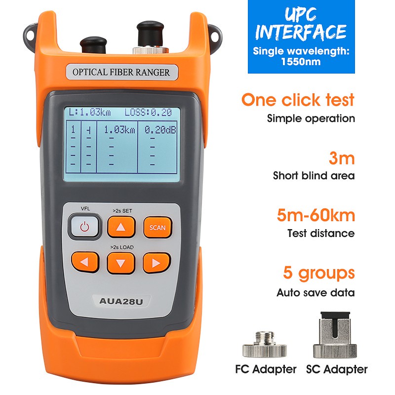 Optical Fiber Tester Mini Otdr Optical Time Domain Reflectometer Singlemode 26db100km 1310