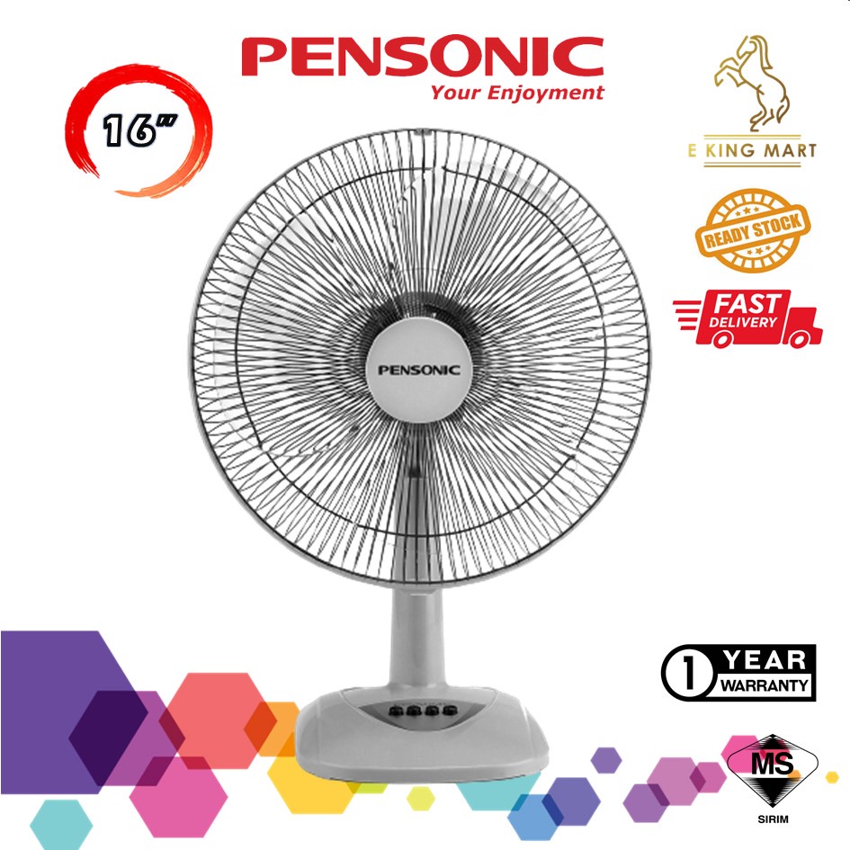 Pensonic 16" Table Fan 5 Blade Design Desk Fan PF-4105 16 inch Grey 3 ...
