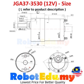 JGA25-370 / JGB37-3530 6V 12V High Speed / Torque Metal Gear DC Geared ...