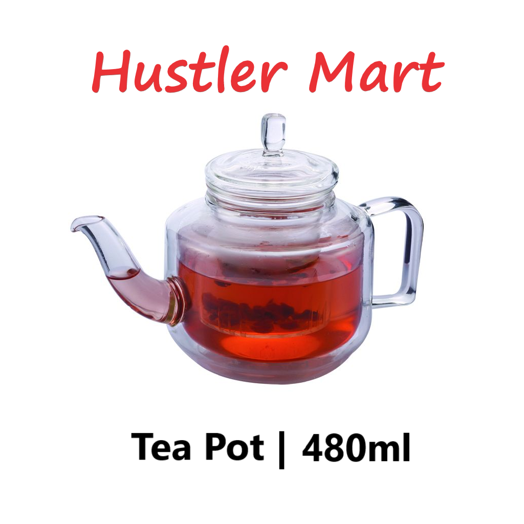 La gourmet Premium 480ml borosilicate double-walled glass tea pot with ...