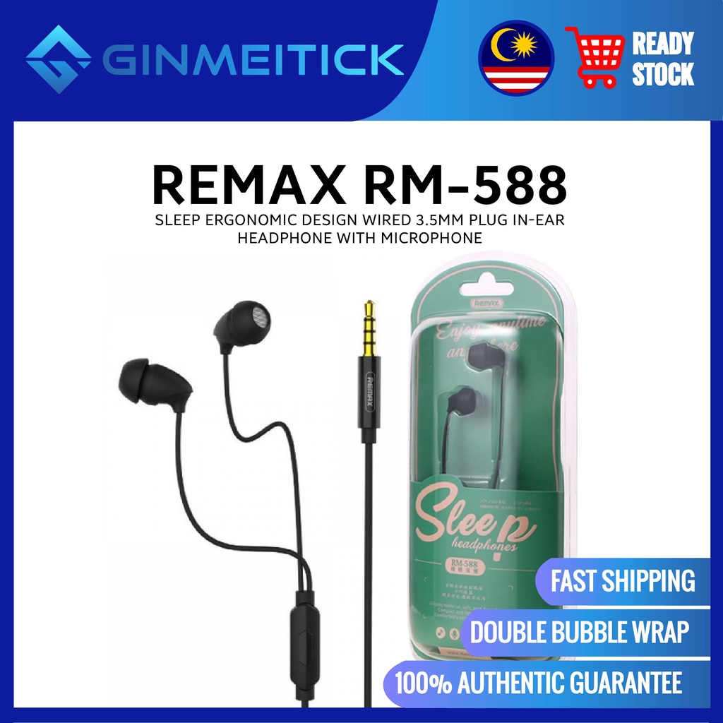 Remax RM-588 | Sleep Ergonomic Design Wired 3.5mm Plug In-ear Headphone ...