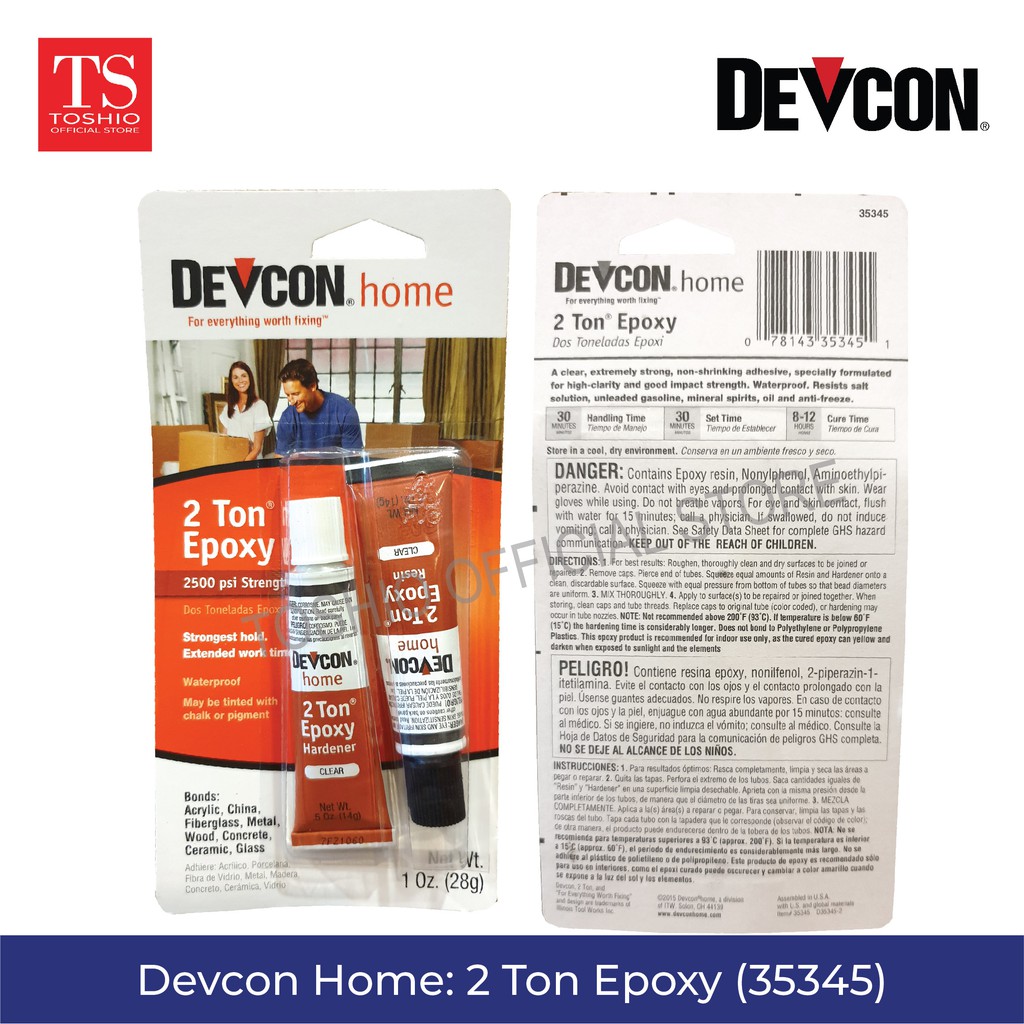 DEVCON Epoxy Adhesive (2 Ton White / Clear, 5 Minute, and Plastic Steel ...