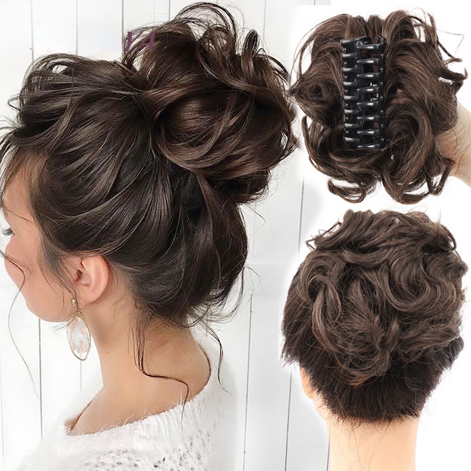 Messy Curly Short Synthetic Hair Extension Chignon Donut Roller Bun Wig ...