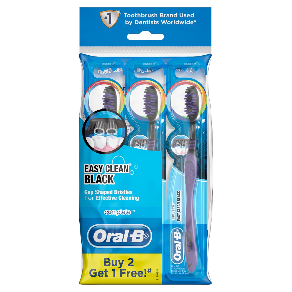 Oral-B Complete Easy Clean Black Soft Manual Toothbrush In PolyBag (3 ...