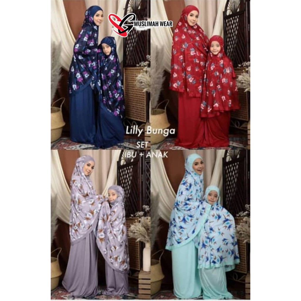 Telekung Lilly Bunga Printed (Set Ibu dan Anak) | Shopee Malaysia