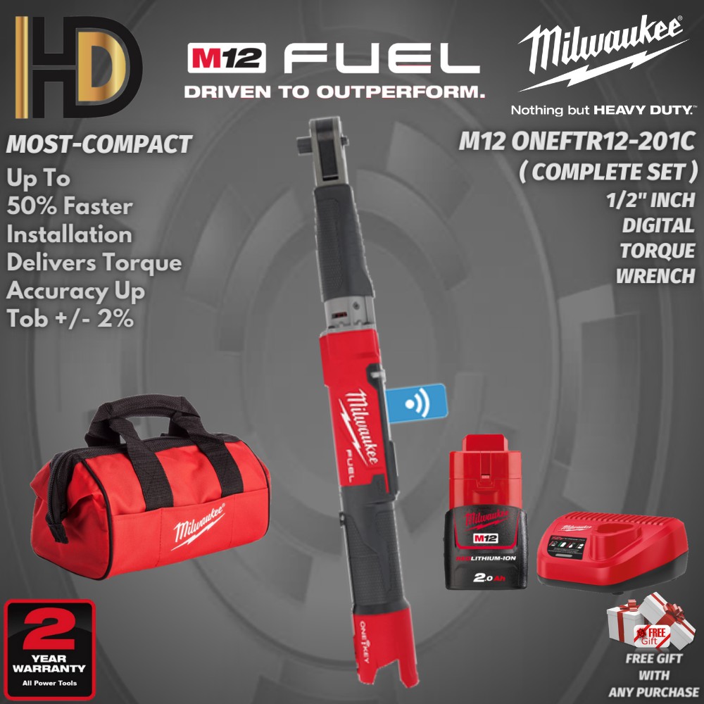 Milwaukee M12 ONEFTR12 FUEL 1/2" Digital Torque Wrench 203NM ...