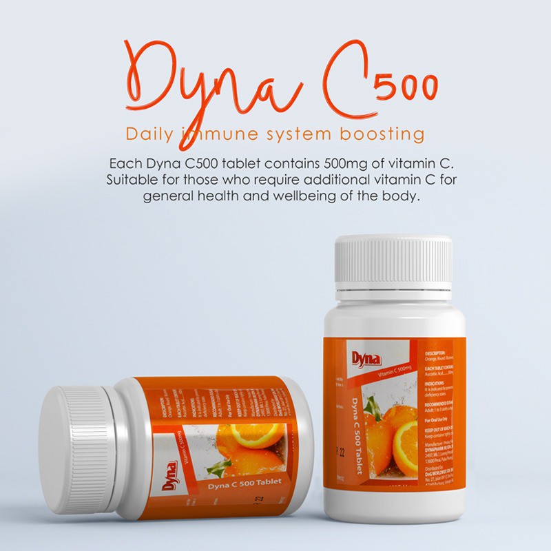 [ORIGINAL] DnG DYNA C500 Tablet - VITAMIN C 500MG (100PCS/BOTTLE) HALAL ...
