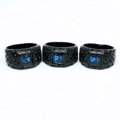 HITAM Blue Topaz Ring Black Titanium Ring | Shopee Malaysia