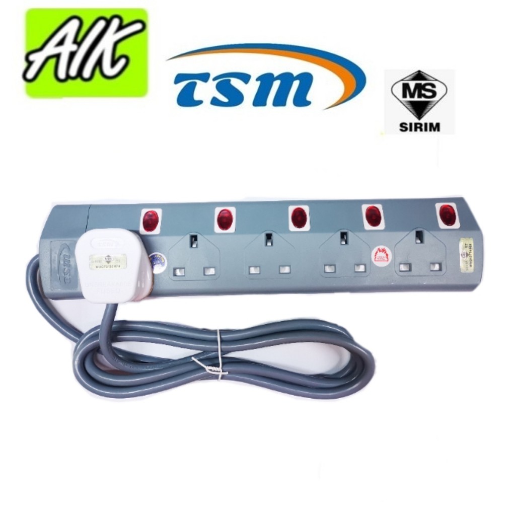 SIRIM APPROVED Extension 5way 2.0m Trailing Socket Extension Plug ...