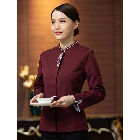 Long Sleeve Restaurant Waiter Uniform for Woman Hotel Food Service ...