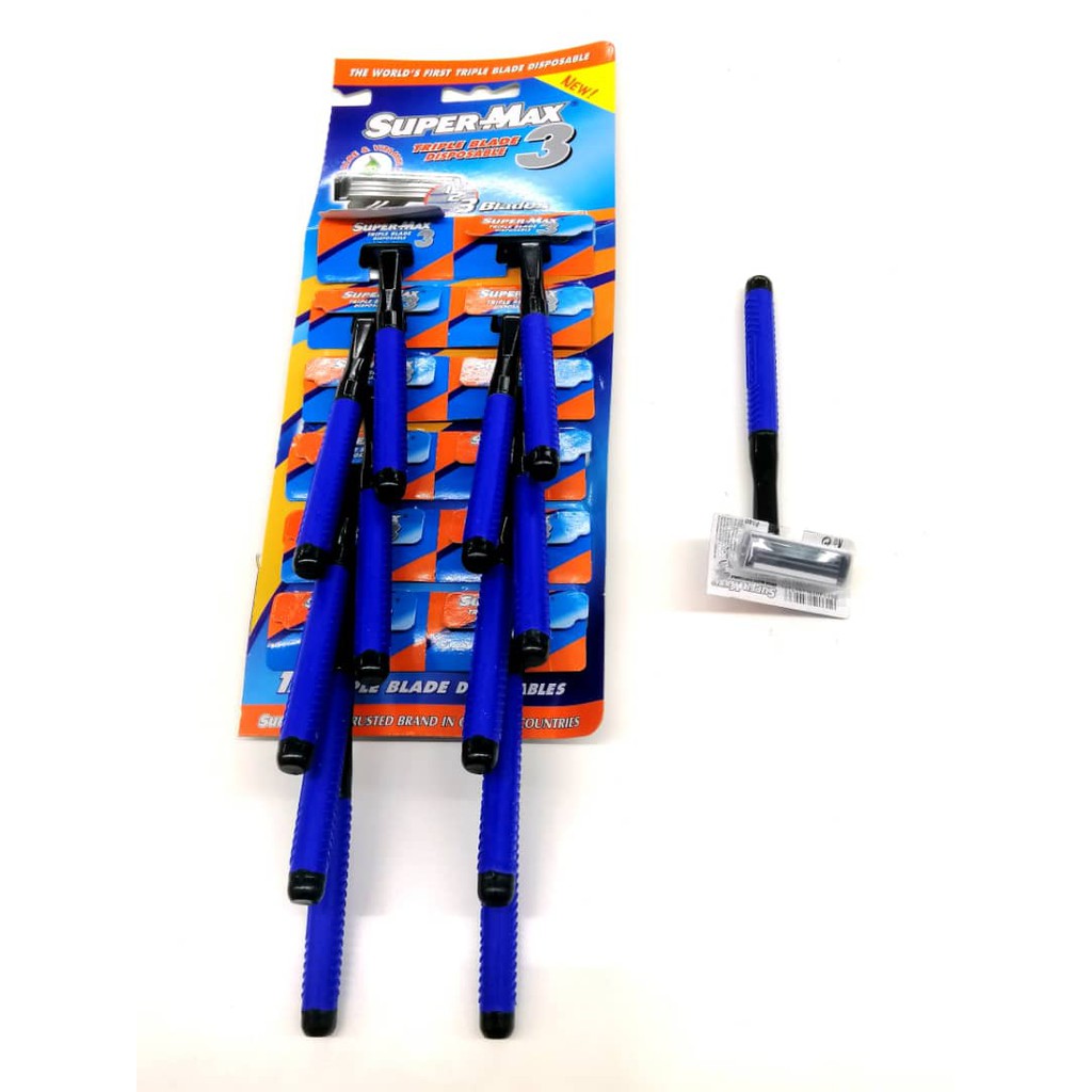 Super Max Triple Blade Disposable Triple Blade (12pcs) | Shopee Malaysia