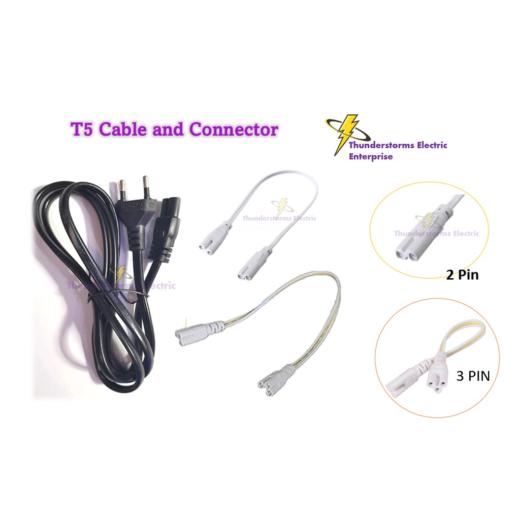 T5 Wire Connection with power cord and T5 Connector Corner Joint 3 Pin ...