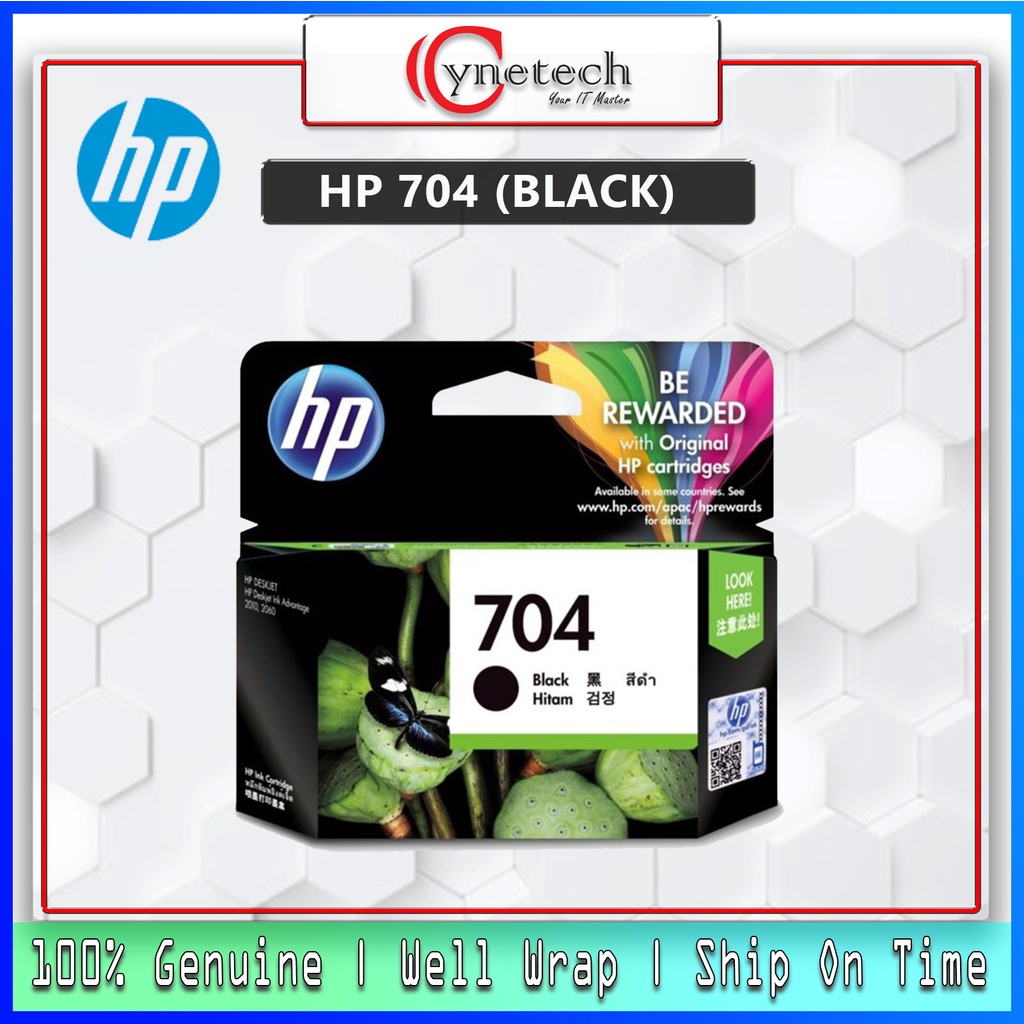 HP 704 Black Original Ink Advantage Cartridge (CN692AA) | HP 704 Tri ...
