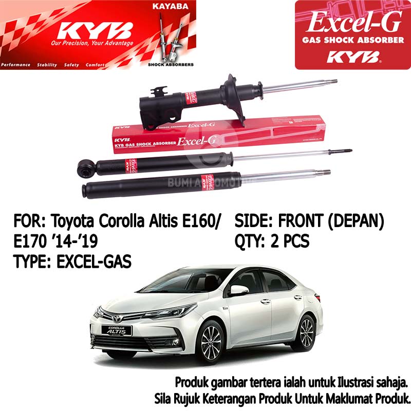 KYB Toyota Corolla Altis E160 E170 '14-'16 Front (Depan) / Rear (Belakang) Gas Shock Absorber ...