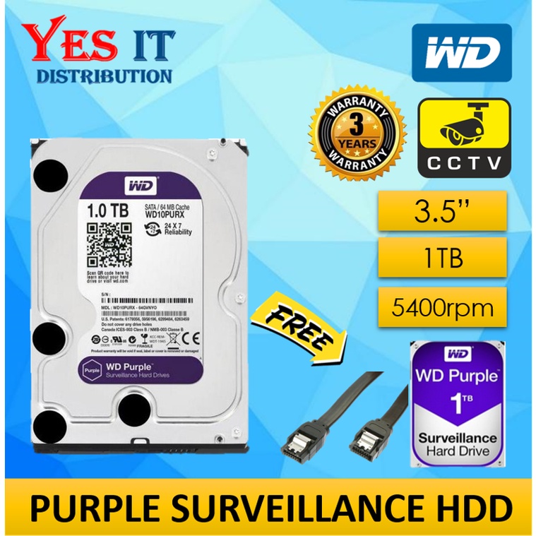 WD Western Digital 1TB/2TB/3TB/4TB/6TB/8TB Purple 3.5" Surveillance ...