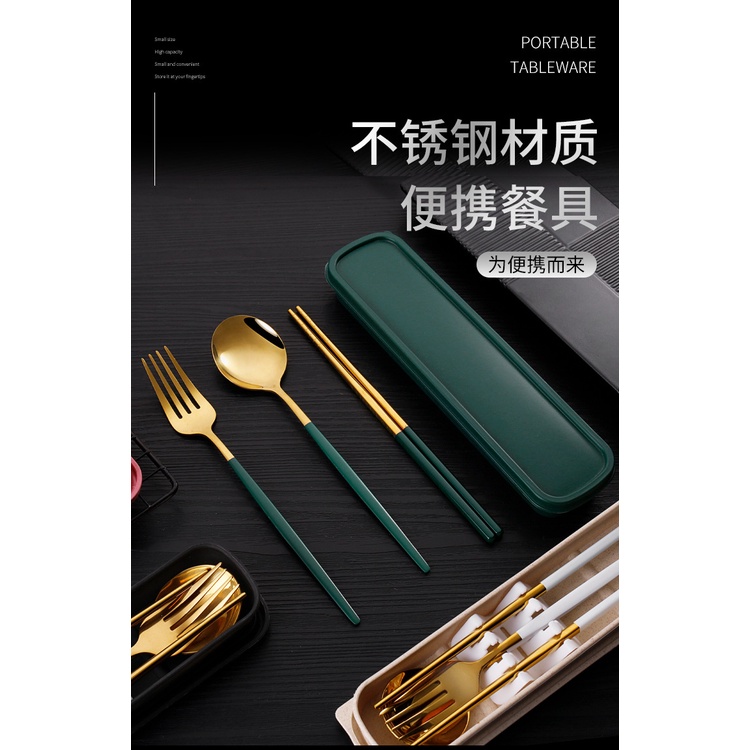 Portable Tableware / Cutlery Set [Stainless Steel Fork Spoon Chopsticks ...