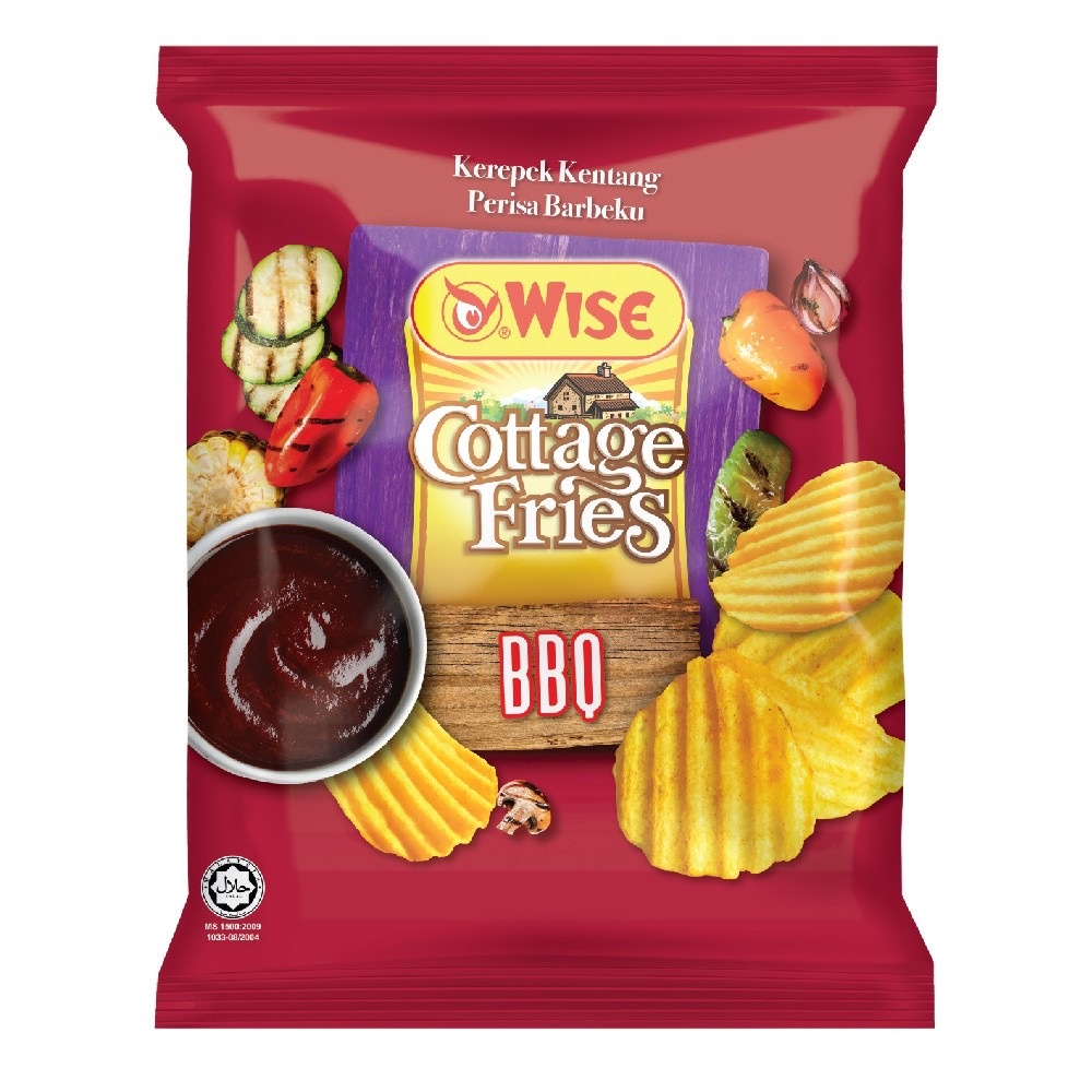 Wise Cottage Fries BBQ Flavour Potato Chips Snack Jajan 65G | Shopee Malaysia
