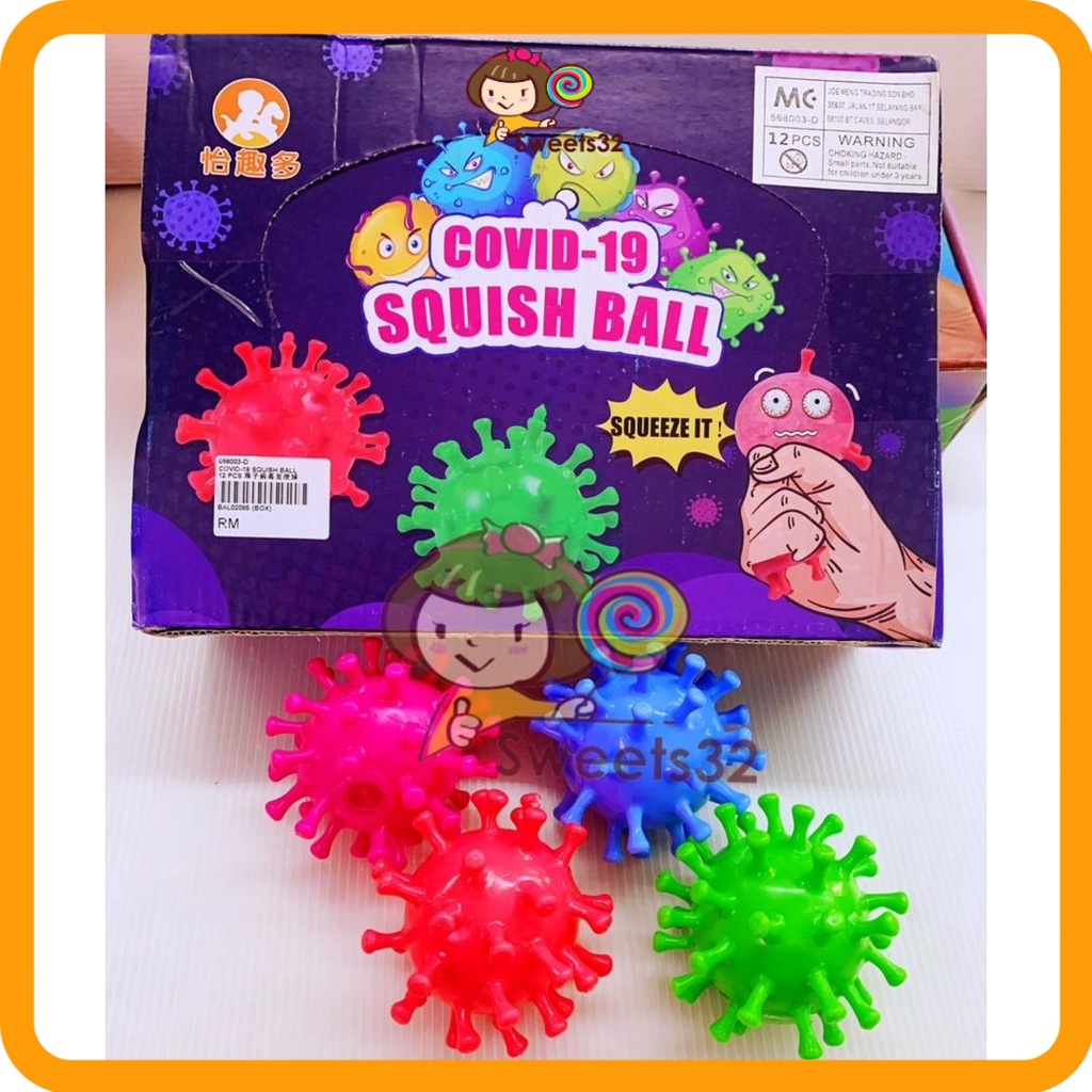 [ 1pcs ] C-19 Squish Ball/Rainbow Squishy Ball Stress Relief Squishy ...