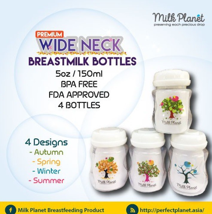🔥NEW Milk Planet PREMIUM Wide Neck Breastmilk Storage Bottle 4 bottles ...
