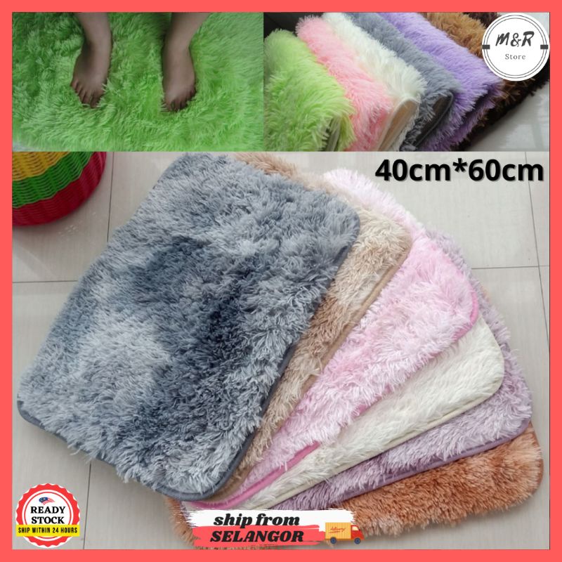 🇲🇾 Carpet Berbulu Alas Kaki Anti Slip Floor Mat Bath Mat 60x40cm Shaggy ...