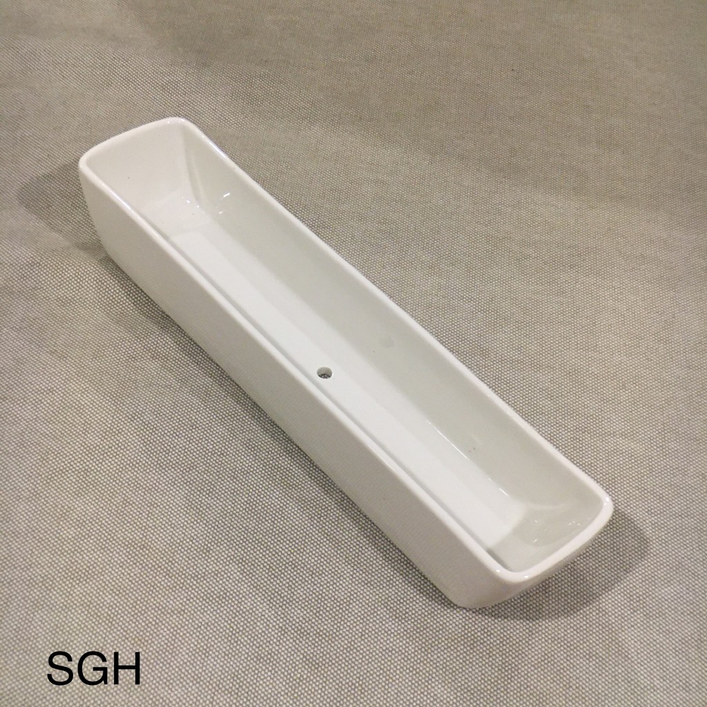 White Ceramic Long Shape Pot for Succulents & Cactus | Shopee Malaysia