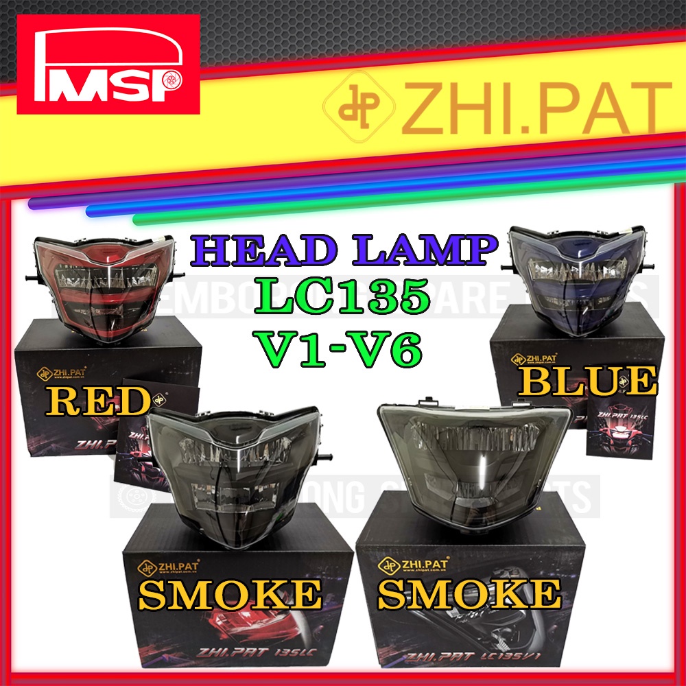 ZHIPAT HEAD LAMP LC135 V1 V2 V3 V4 V5 V6 SMOKE / BLUE /RED | Shopee ...