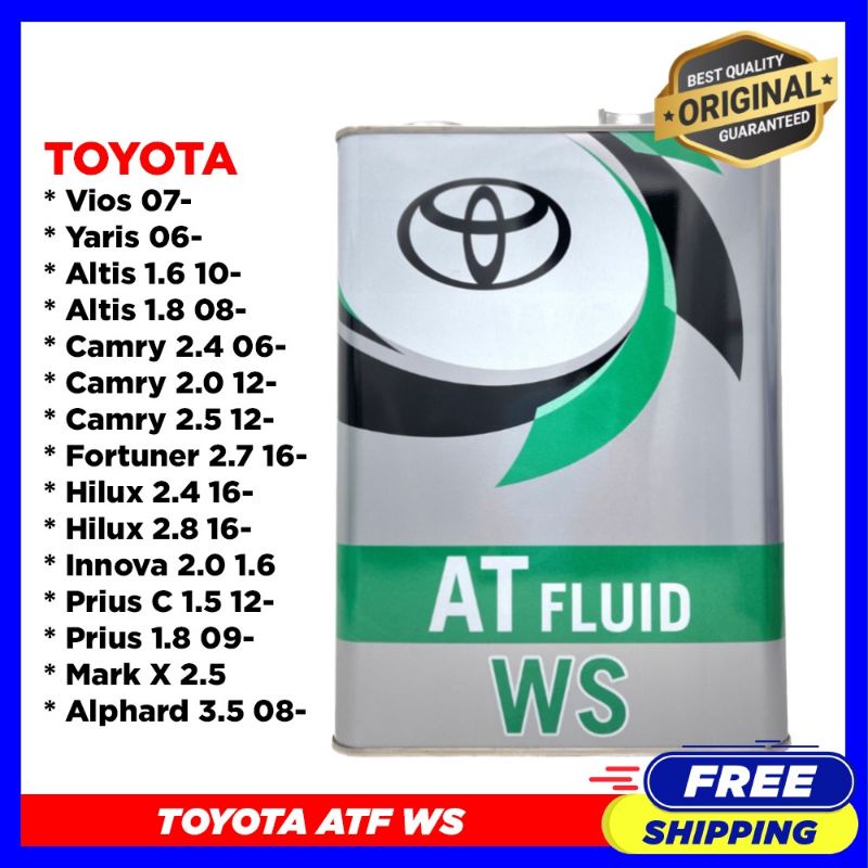 (100% Original) Toyota ATF WS Auto Transmission Fluid (4L)08886-02305 ...