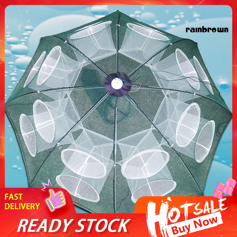 RA^4-20 Holes Automatic Fishing Net Shrimp Cage Nylon Mesh Foldable ...