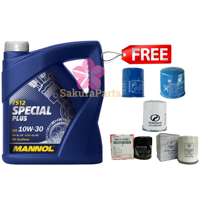 MANNOL 10w30 SPECIAL PLUS 7512 HC Synthese Engine Oil 4L + FREE OIL ...