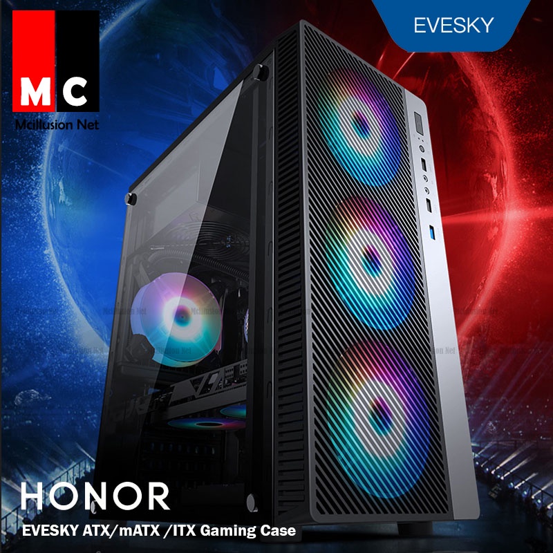 EVESKY HONOR Gaming Case, Mid-Tower ATX/M-ATX/ITX PC Gaming Computer ...