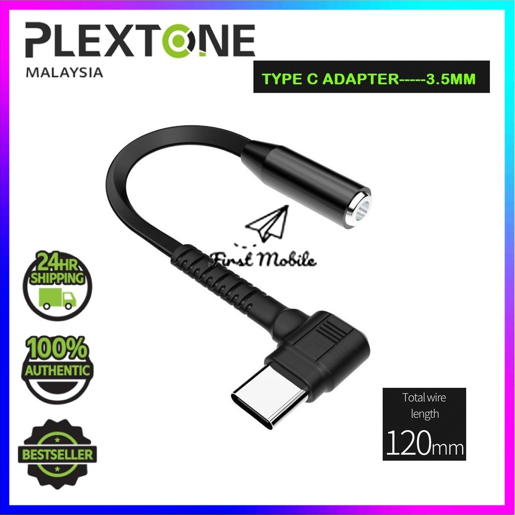 ORIGINAL PLEXTONE Type C to 3.5mm AUX Converter External Adapter ...